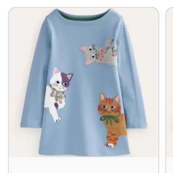 Mini Boden | Shirts & Tops | Mini Boden Girls Blue Long Sleeve Cat ...